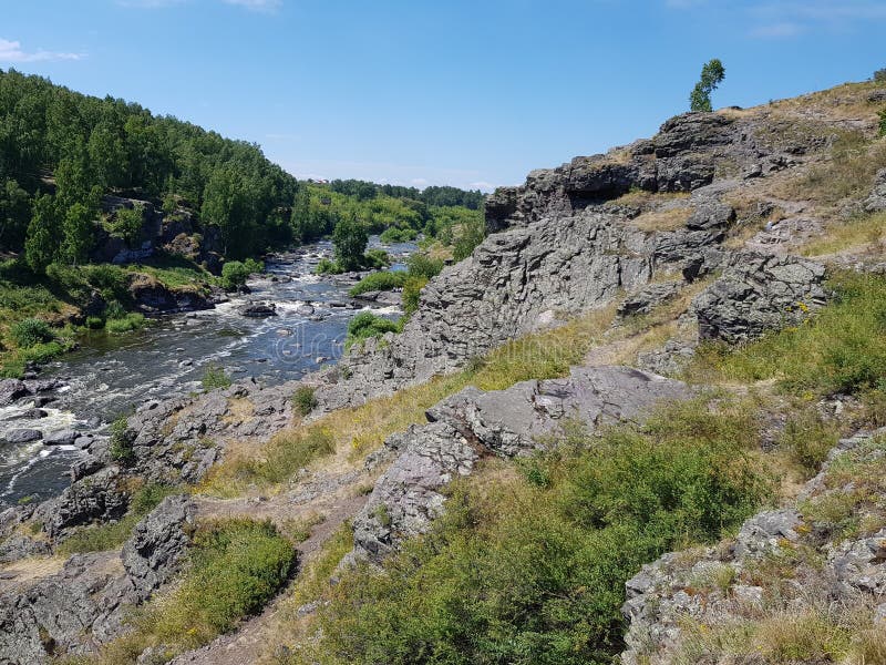 Mountain River Flowing in the Valley between the Rocks Stock Image ...