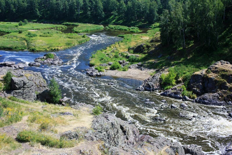 Mountain River Flowing in the Valley between the Rocks Stock Photo ...