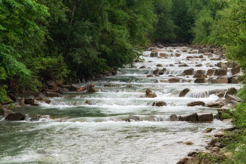 Stepped Riffles on Fuscher Ache River, Austria Stock Image - Image of ...