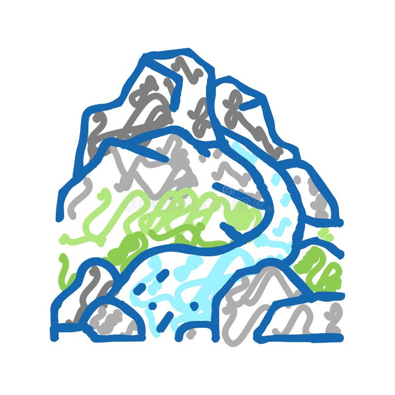 Mountain River Icon Doodle Illustration Stock Vector - Illustration of ...