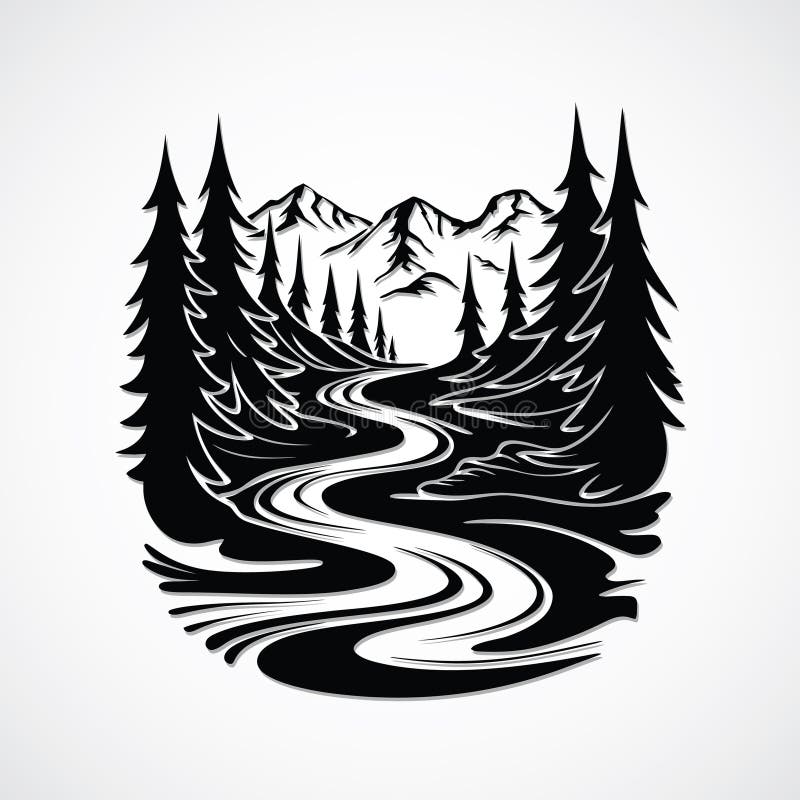 Mountain River Logo - Vector Design Stock Vector - Illustration of ...