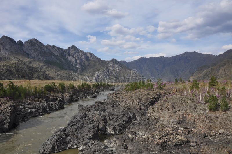 Mountain Landscape River Dark Cliffs Stock Photo - Image of corridor ...