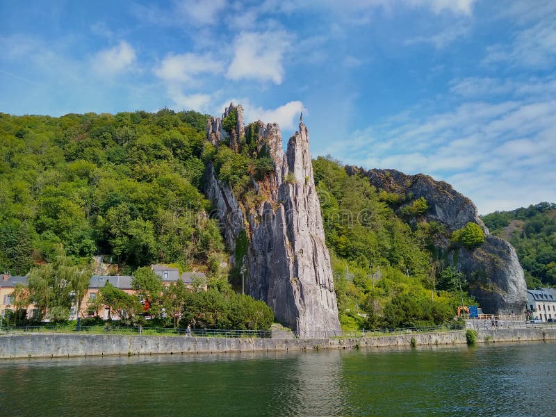 A Mountain at the River Maas Stock Image - Image of belgium, cliff ...