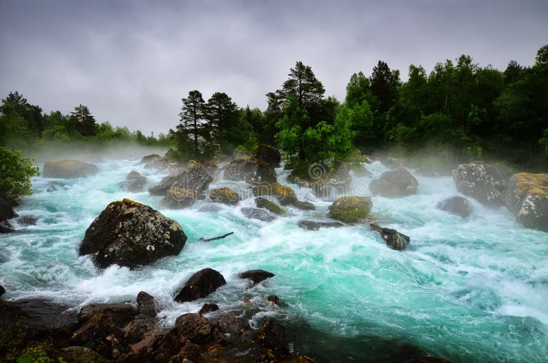 Mountain river in Norway stock photo. Image of cloudy - 40072976