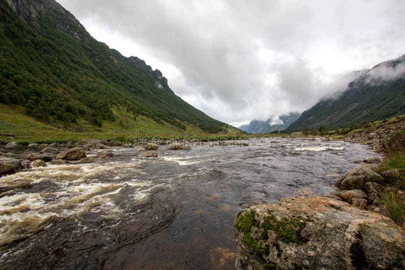 Mountain river in Norway stock image. Image of destinations - 75368939