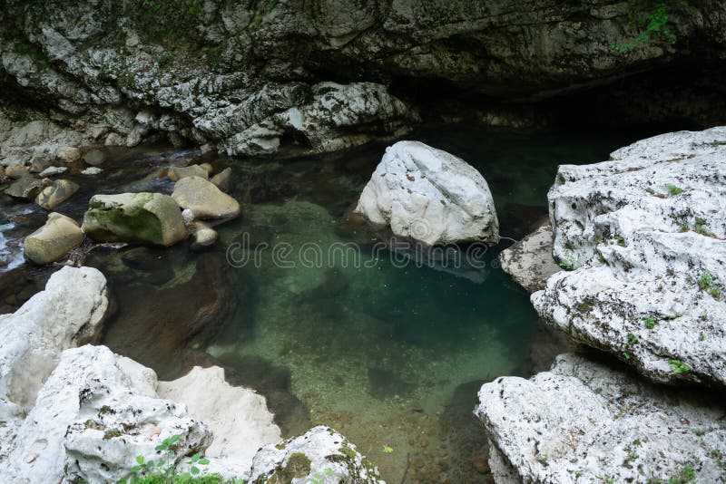 Clear, Clean Water in a Mountain River. Canyon. White Rocks Stock Photo ...