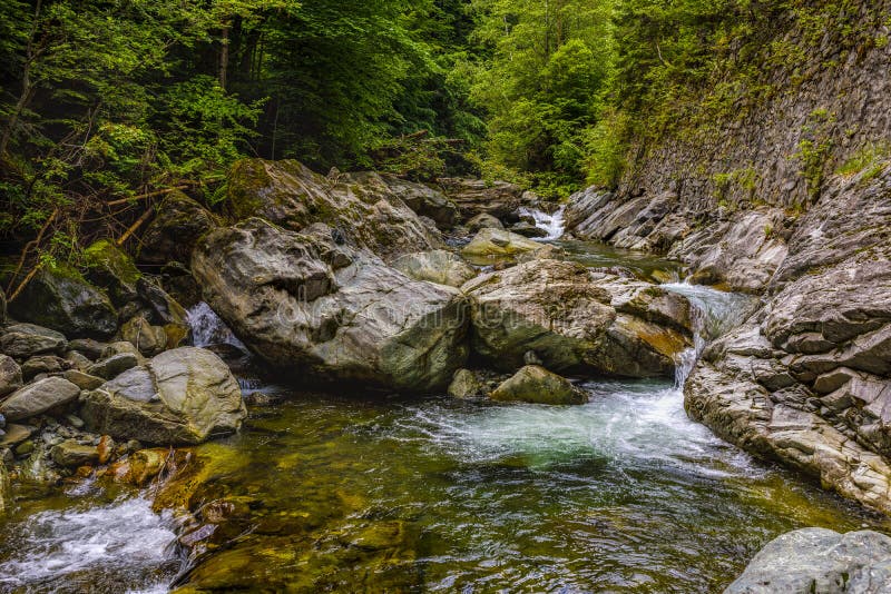 Mountain River among the Rocks with Crystal Water Stock Image - Image ...