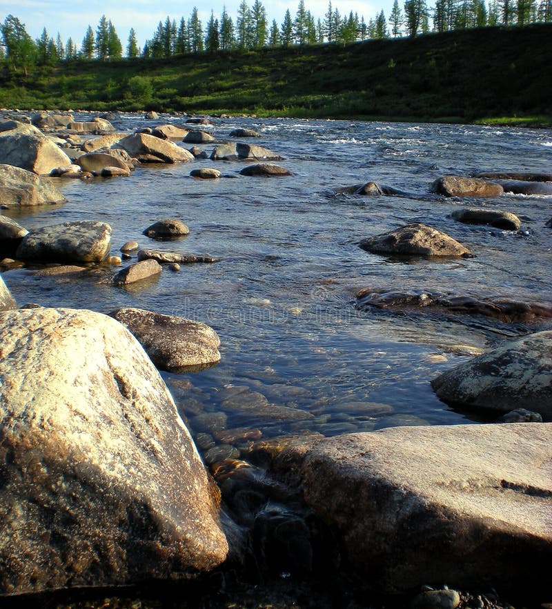 Mountain River, Rocks and River Current in Russian North Stock Image ...