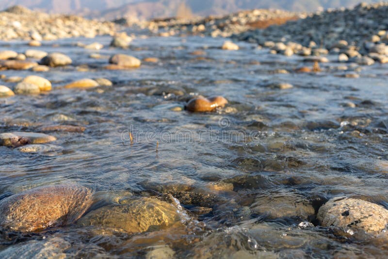Mountain River Shallow Water Stream on a Sunny Day Stock Photo - Image ...