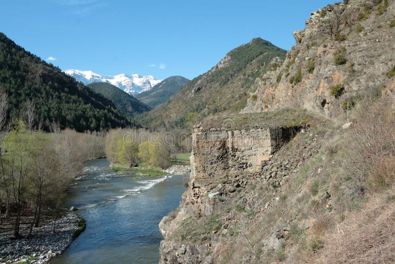 Mountain and River in Spain Stock Photo - Image of mountain, winter ...