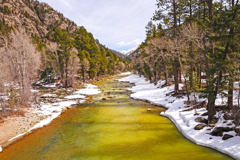 Mountain River in Spring Snow Stock Image - Image of wild, nature: 30672437