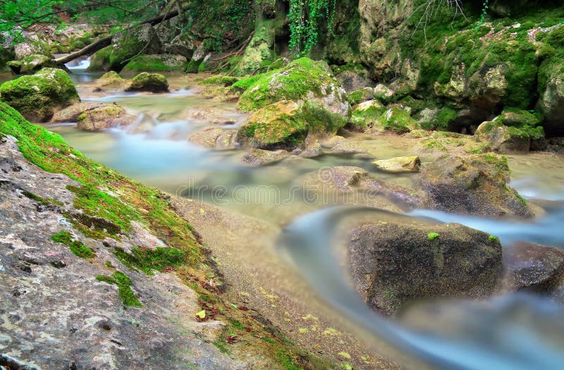 Mountain river in spring stock image. Image of ecology - 31799599