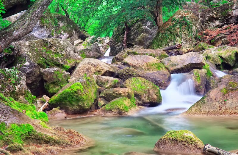 Mountain river in spring. stock photo. Image of drop - 52460868