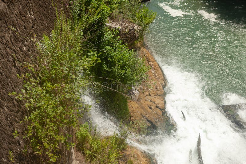 Mountain River with a Steep Wall Stock Image - Image of green, flow ...