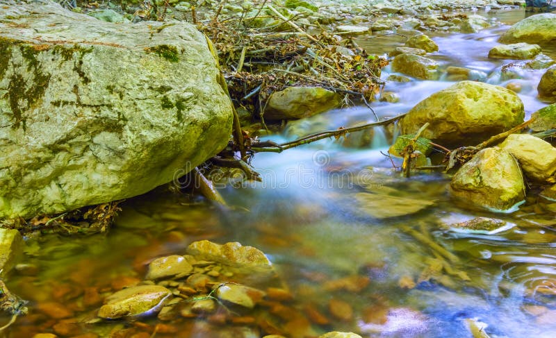 Mountain River Streem Rushing through Canyon Stock Photo - Image of ...