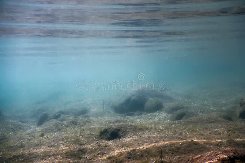 Mountain River Underwater Rocks on a Shallow Riverbed Stock Photo ...