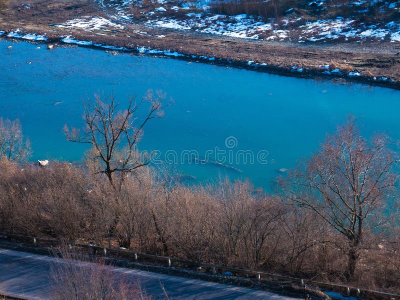Mountain River Valley Landscape. View from the Cliff To the Mountains ...