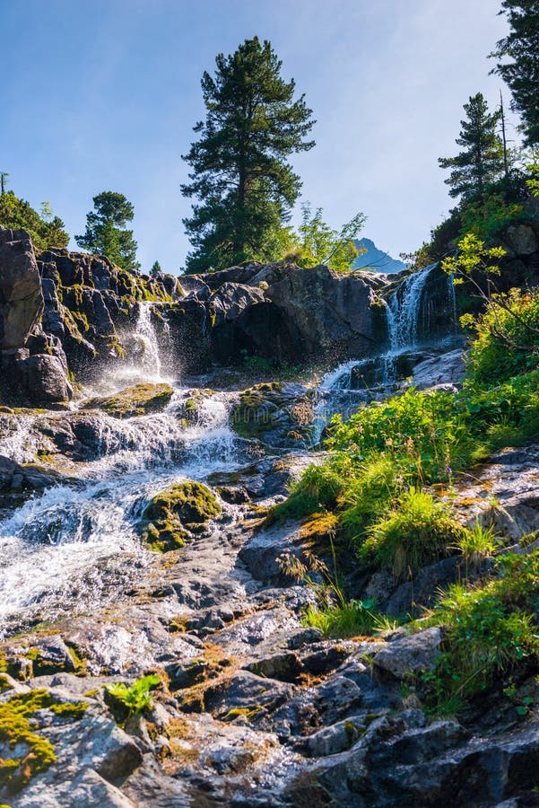 Mountain River Waterfall Beautiful Landscape Stock Image - Image of ...