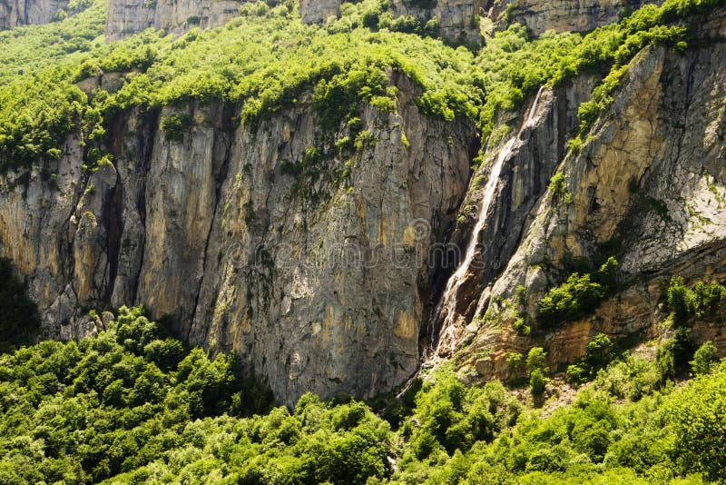 Mountain River Waterfall View. Waterfall River Scene Stock Image ...