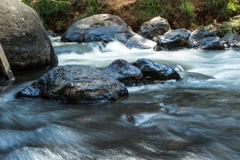 Mountain River Which is Full of Rocks and Powerful Water Stream Stock ...