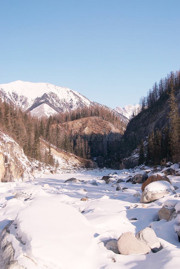 Mountain River in Winter. Siberia Stock Photo - Image of mountain ...