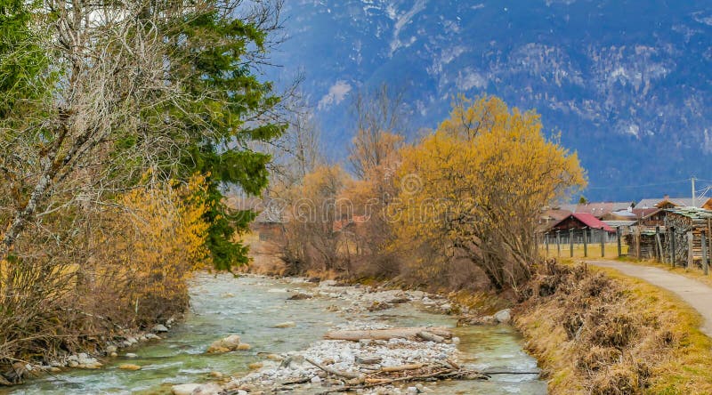 River Partnach Flows through Landscape in Autumn Stock Image - Image of ...