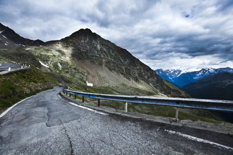 Alpine Road through Mountain Landscape Stock Image - Image of azure ...