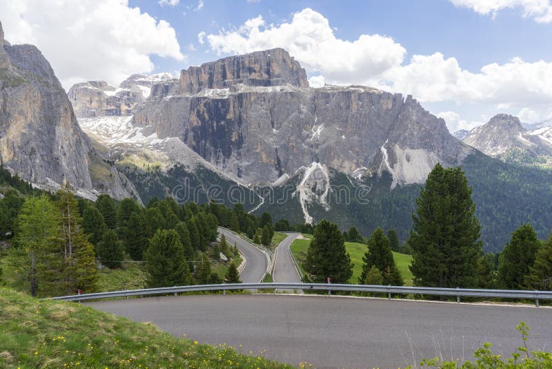 The Sella Massif Group - Dolomites, Italy Stock Photo - Image of pass ...