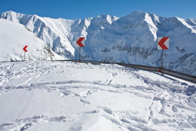 Mountain Road Blocked by Snow Stock Photo - Image of heavy, winter ...