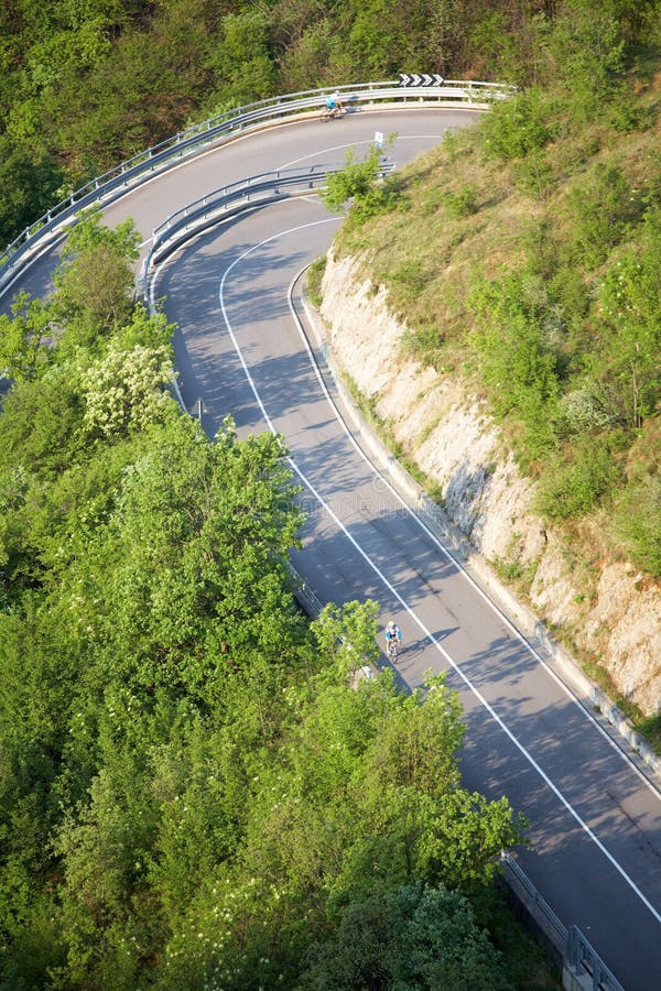 Mountain road cyclist stock photo. Image of forest, competition - 5258130