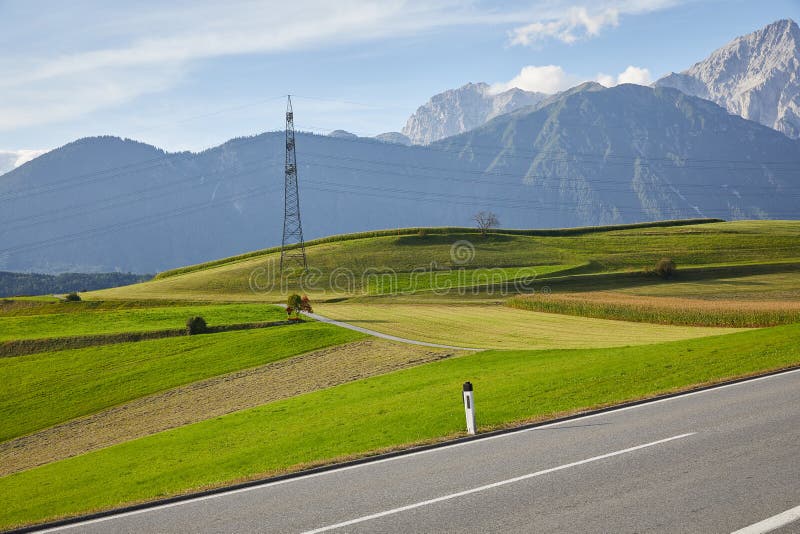 Mountain Road in Germany, between Green Fields and Mountain Landscapes ...