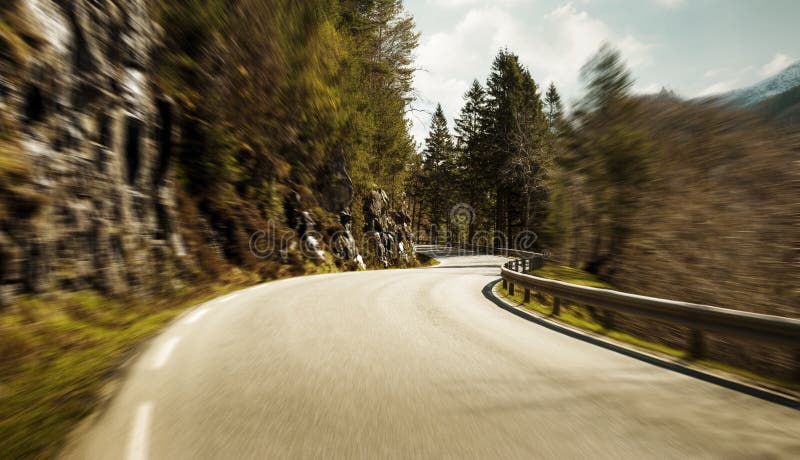 Forest Road with Fog at High Speed Stock Photo - Image of blur, turn ...