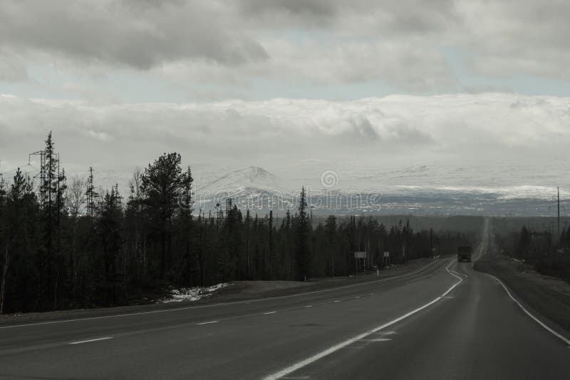 Mountain Road. Highway in Mountains. Way with Long Distance View Stock ...