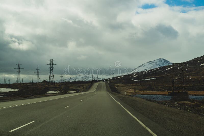 Mountain Road. Highway in Mountains. Way with Long Distance View Stock ...
