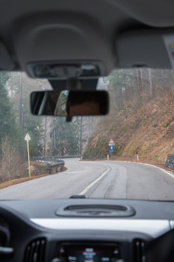 Mountain Road from Inside the Car Stock Image - Image of road, curtain ...