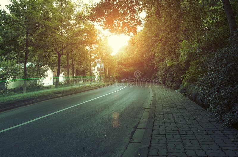 Mountain Road in the Morning Stock Image - Image of field, afternoon ...