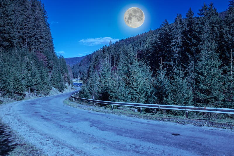 Road Near Foggy Forest in Mountains Stock Image - Image of rural, light ...