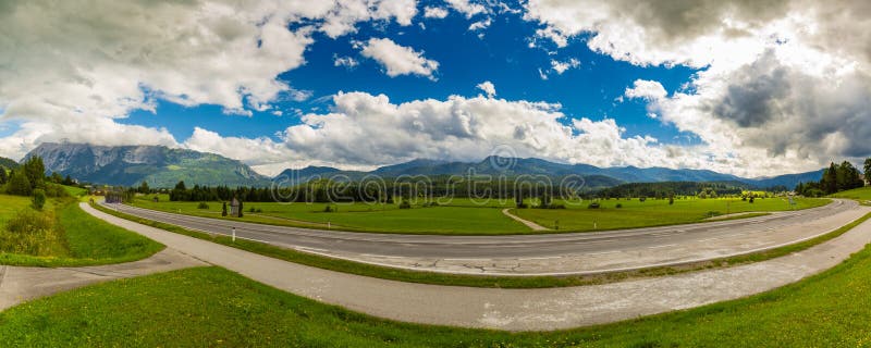 Mountain Road Panorama Blue Sky and Clouds Stock Image - Image of ...