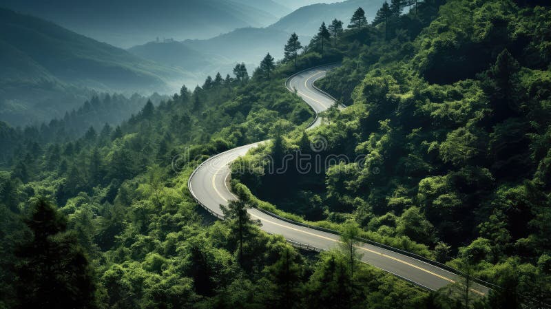 Mountain road perspective stock image. Image of sense - 373443701