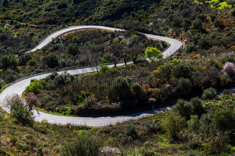 Mountain Road with a Slope and Sharp, Dangerous Curves in Ventas De ...