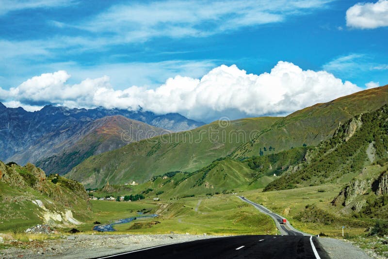 Mountain Road Spring Ranges Landscape. Mountain Hill Road Panorama ...