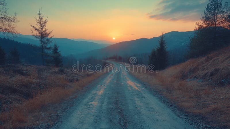 Mountain Road at Sunset. Top View. Stock Photo - Image of mountain ...