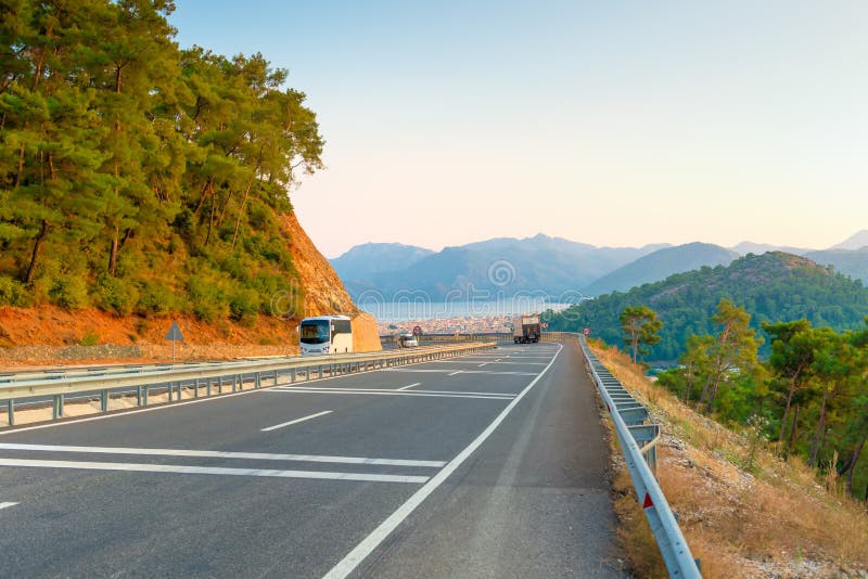 Mountain road with turns stock photo. Image of highway - 47433682