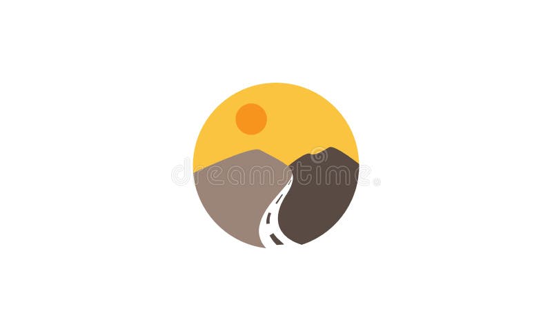 Mountain with Road Way and Sunset Logo Design Vector Icon Symbol ...