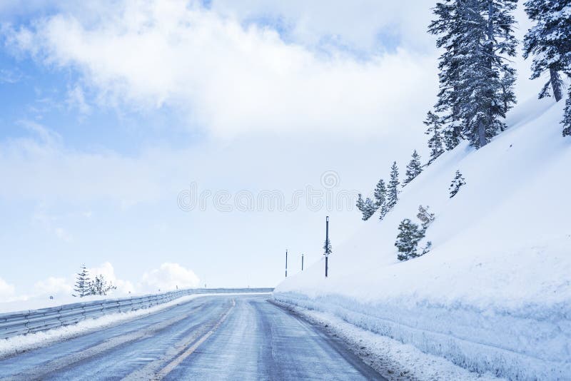 Mountain road in winter stock photo. Image of snow, outdoors - 132696334