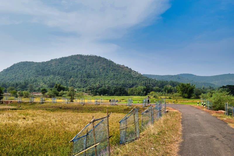 Mountain Roads in the Winter Village Side Landscape Stock Image - Image ...