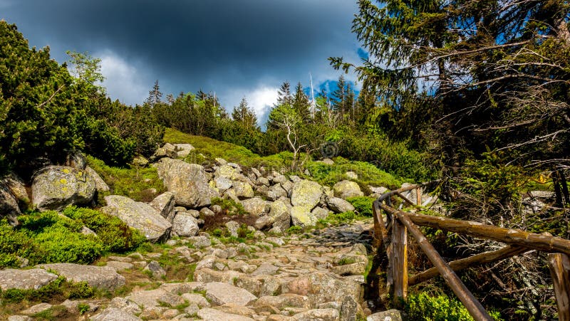 Mountain Rock Path Lit by the Sun Stock Photo - Image of located ...