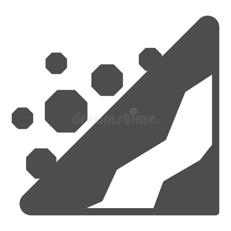 Mountain Rockfall Solid Icon, Insurance Event Concept. Vector Graphics ...