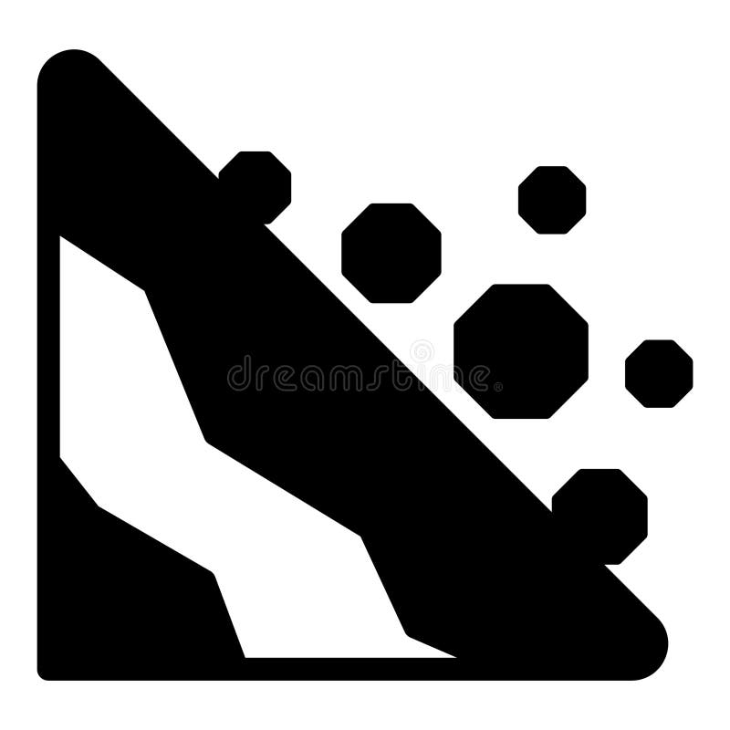 Mountain Rockfall Solid Icon, Insurance Event Concept. Vector Graphics ...