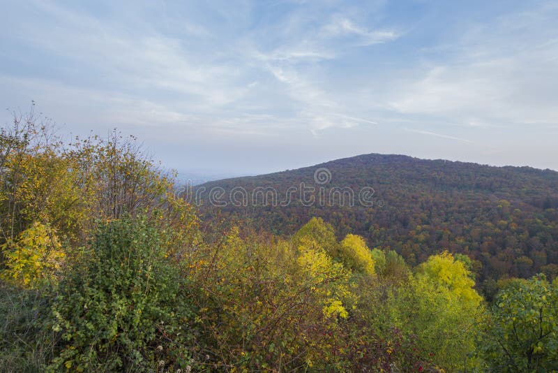 Mountain with Rocks in the Fall Yellow and Red Color. Autumn Scene ...